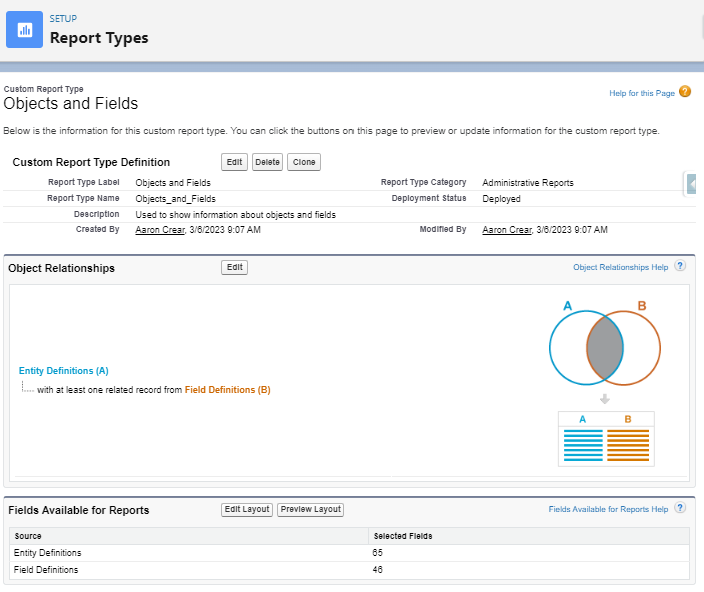 Report on Objects and Fields – ReportForce